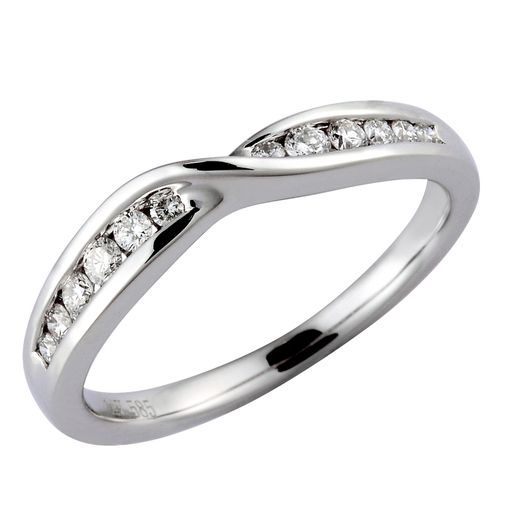 14Kt White Gold Channel Set Pinched Contour Ring with .22cttw Natural ...